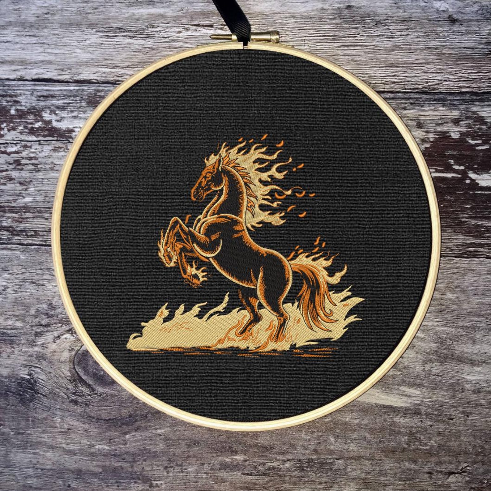 Horse in Fire Embroidery Design | Fiery Horse Machine Embroidery ...