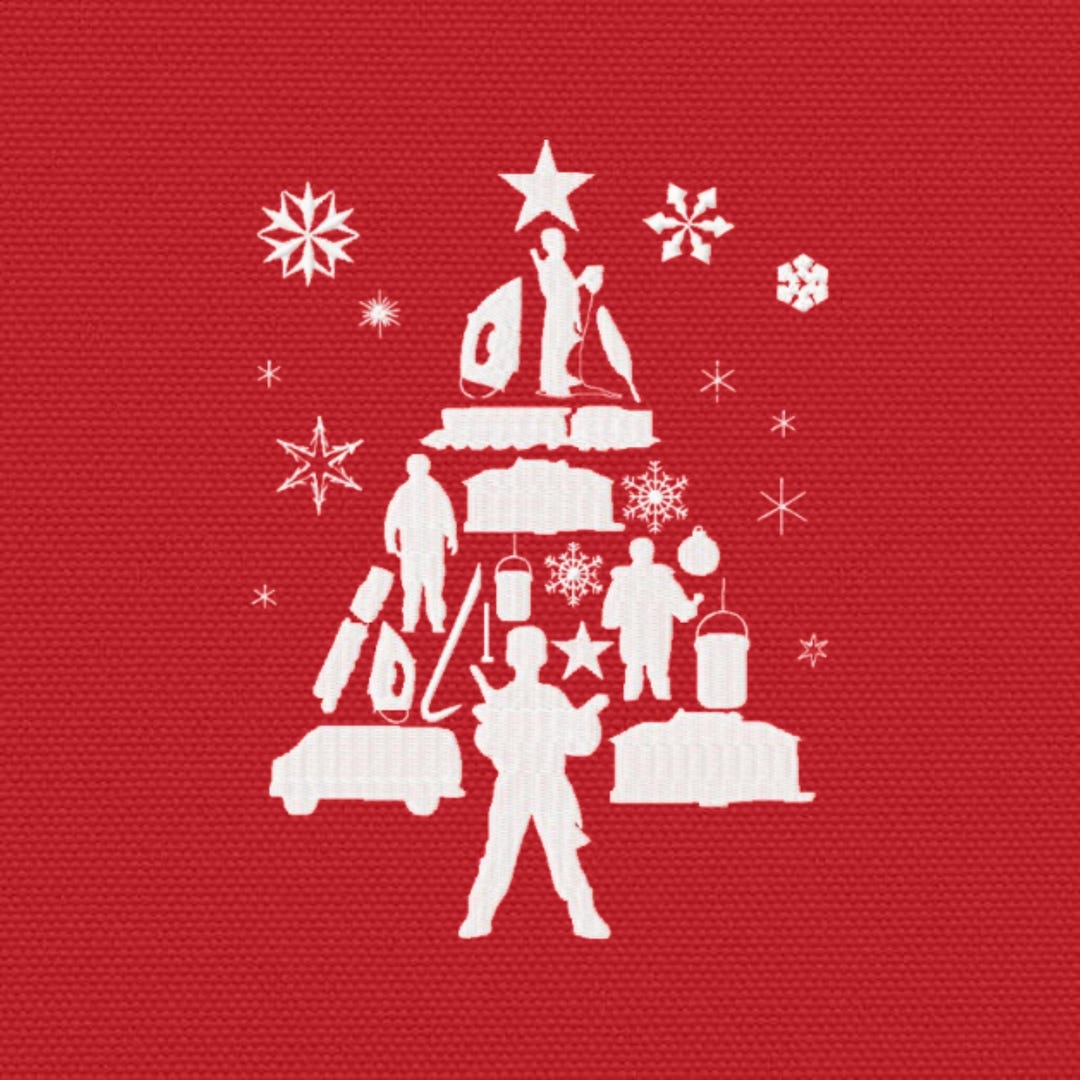 Christmas Tree Embroidery Design, Film-inspired Holiday Pattern, One ...