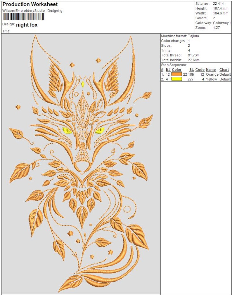 Night Fox With Leaves Machine Embroidery Design – 6 Sizes – Digital ...