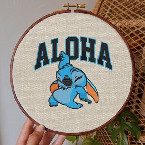 Stitch Aloha Embroidery Design, Tropical Hawaiian Pattern, Cute Alien ...