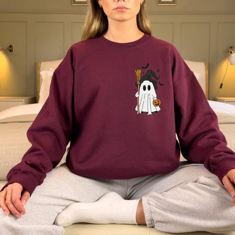 Ghost Witch Embroidery Design, Halloween Witch Pattern, Spooky Ghost, 4 ...