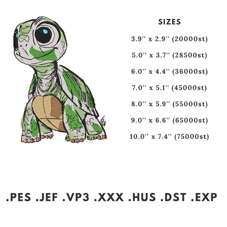 Baby Turtle Machine Embroidery Design, Cute Sea Turtle Pattern, Nursery ...