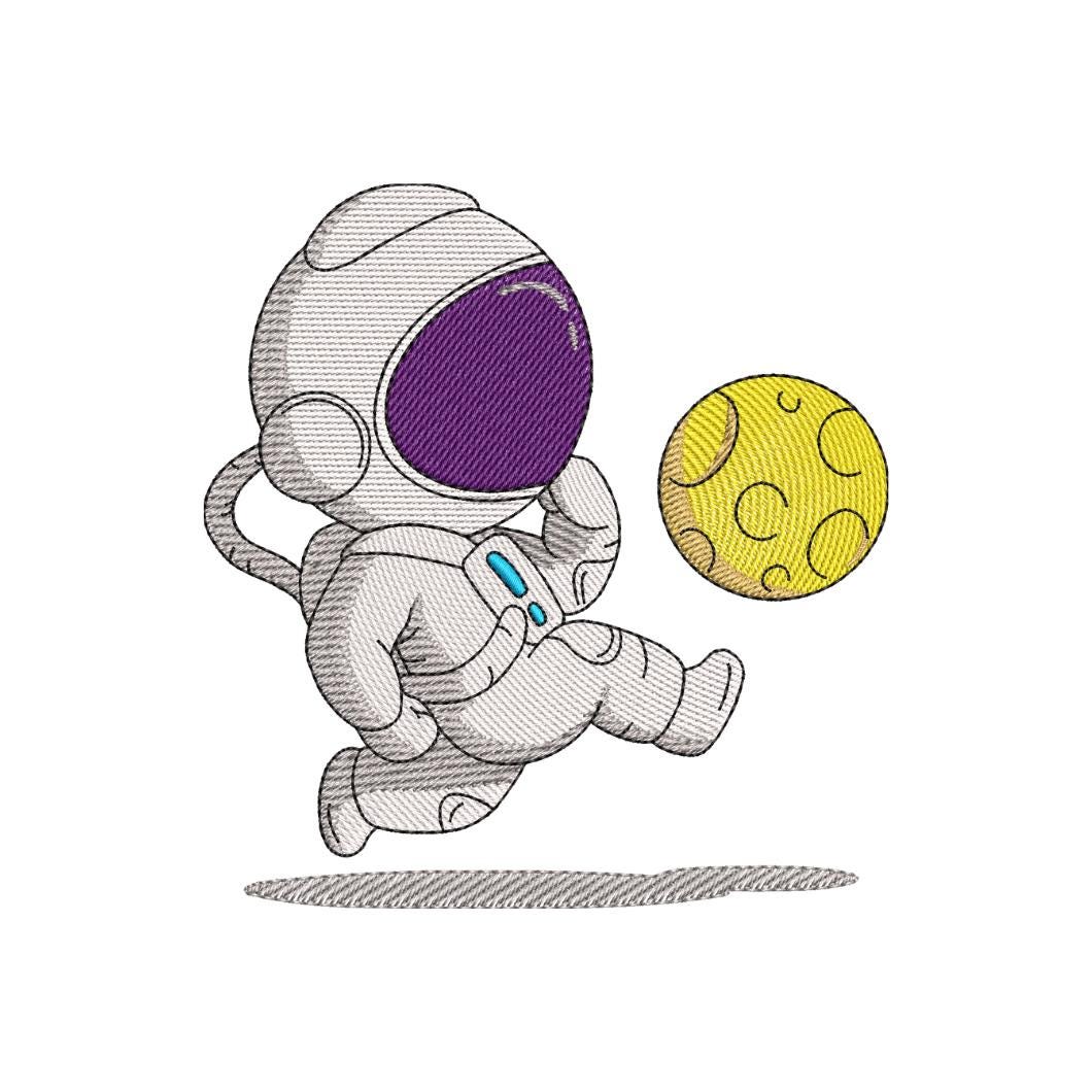 Astronaut Football Embroidery Design, Space Moon Pattern for Kids, 6 ...
