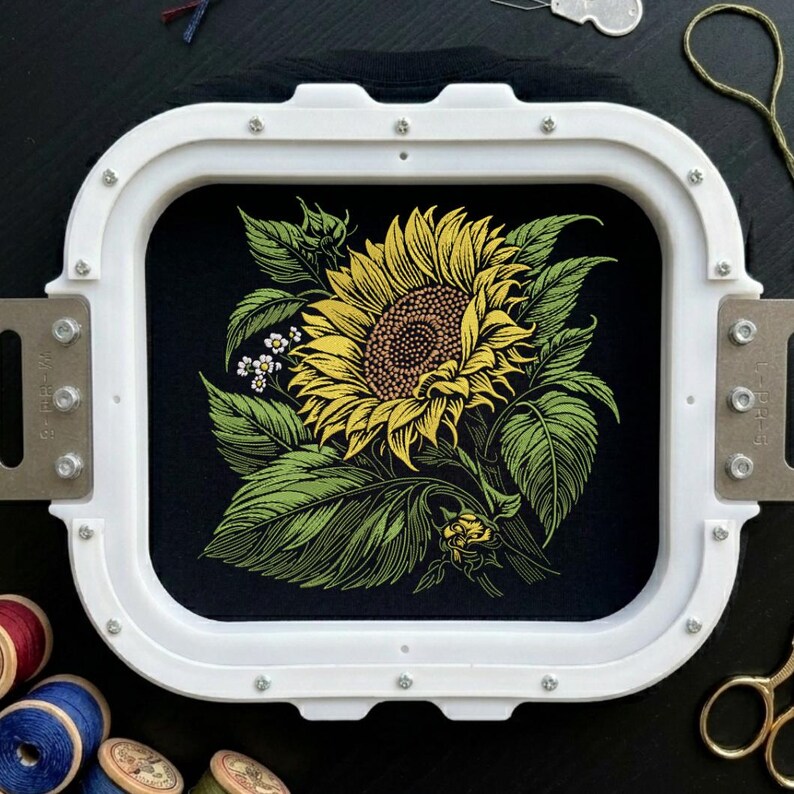 Yellow Solar Flower Embroidery Design – Celestial Floral Pattern (7 ...