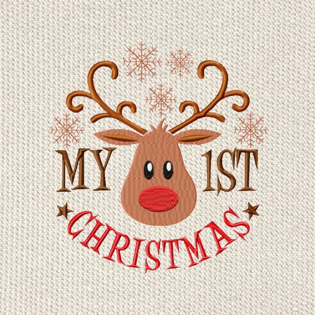 My First Christmas Embroidery Design - Cute Reindeer Machine Embroidery ...