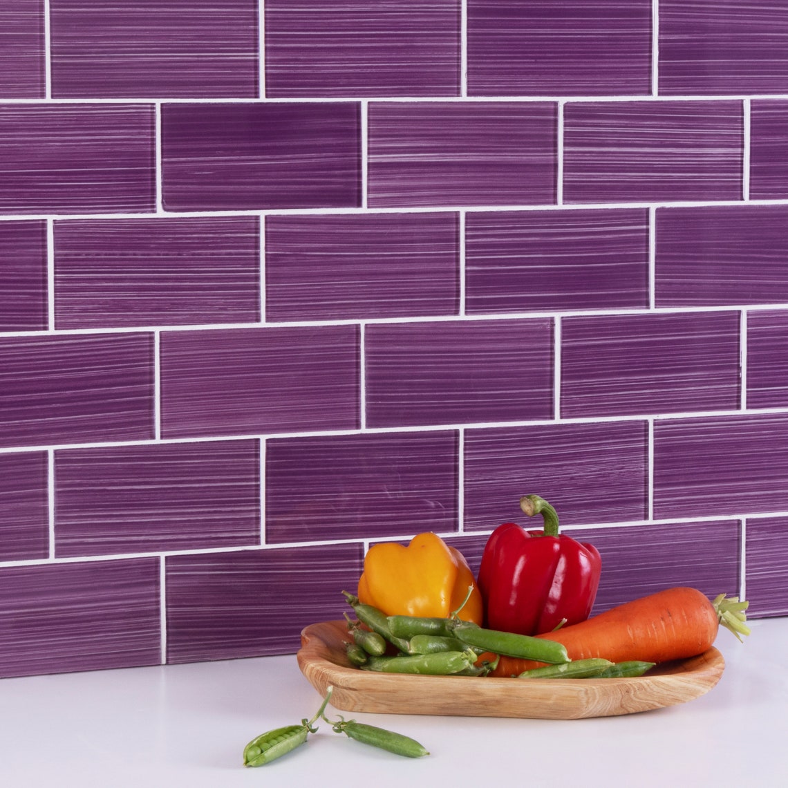 Peel & Stick Hand Painted Violet Glass Subway Tile 3 X - Etsy