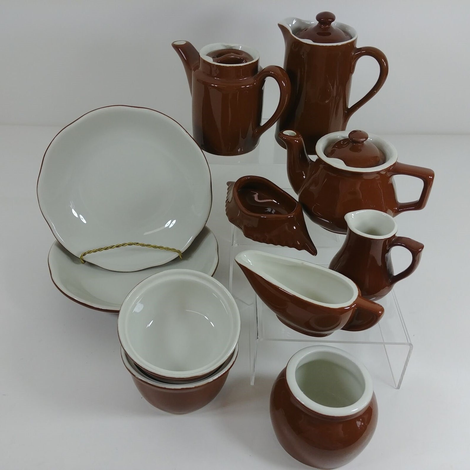 Hall Pottery 11 pc. Mixed Lot Brown White Bottom Stamped | Etsy