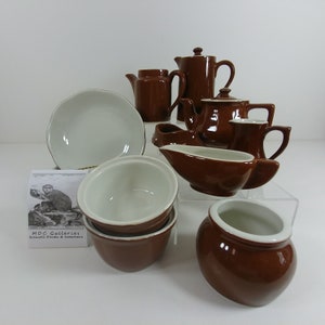 Hall Pottery 11 pc. Mixed Lot Brown White Bottom Stamped | Etsy