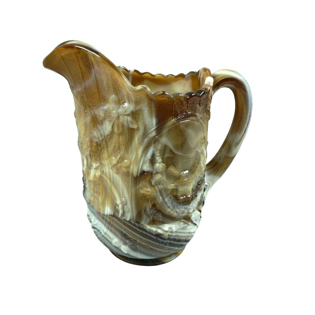 Imperial Slag Glass Pitcher/creamer, Embossed, 3-D Raised Windmill ...