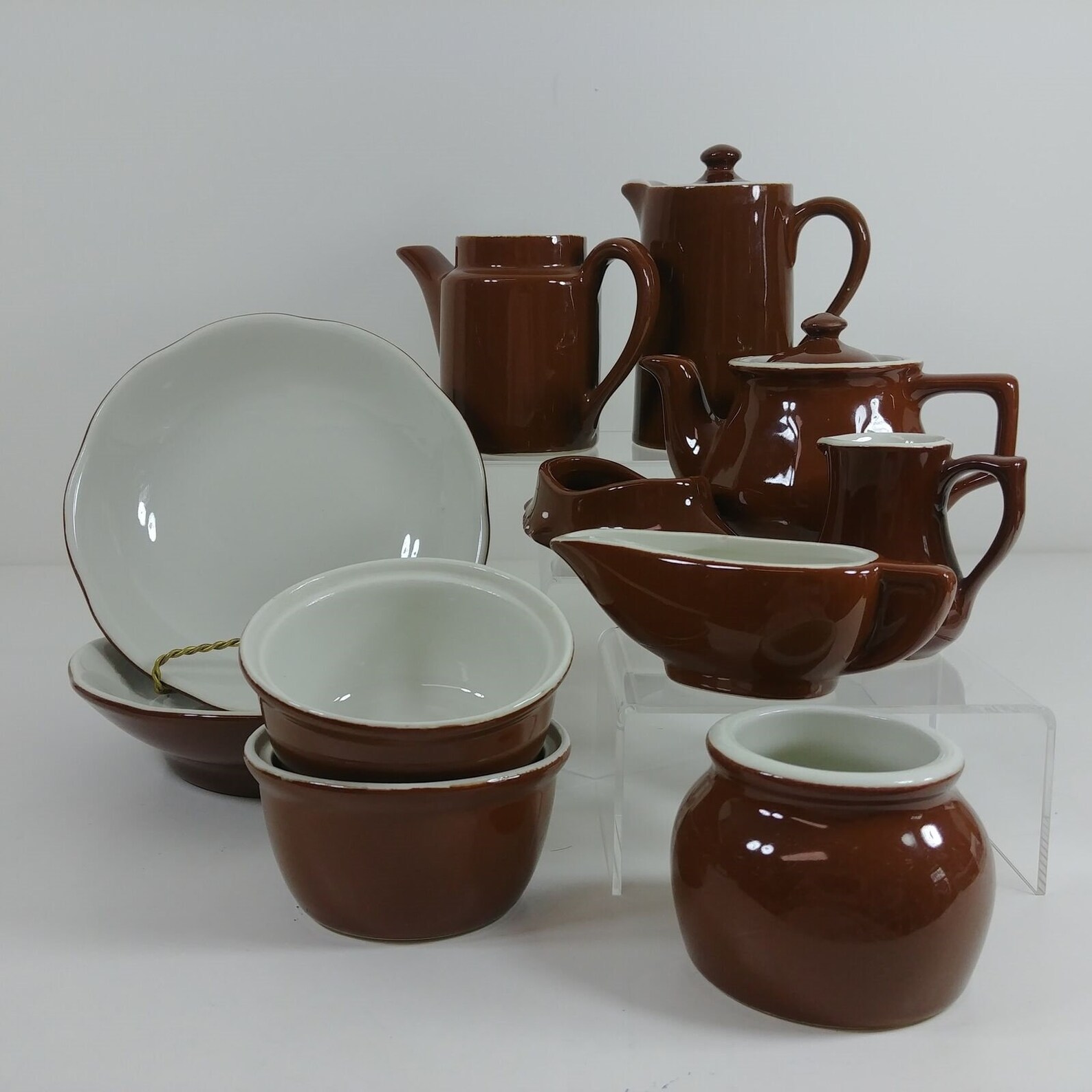 Hall Pottery 11 pc. Mixed Lot Brown White Bottom Stamped | Etsy