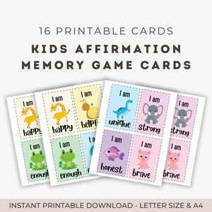 Printable Kids Affirmations Memory Game, Motivational/ Positivity ...