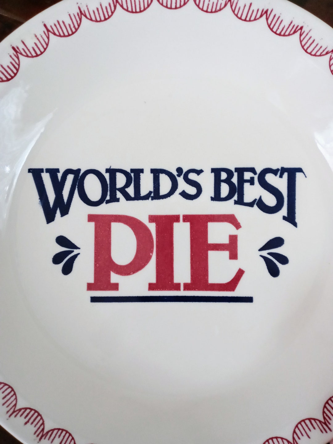 Ceramic "world's Best Pie" Dish. Mount Clemens Pottery Red, White and ...