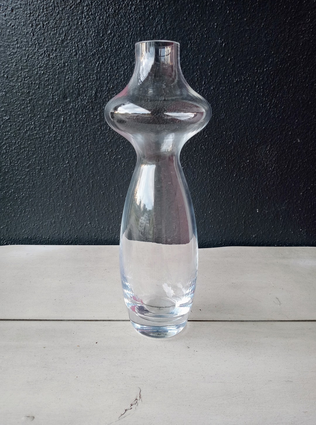 Tall, Ribbed Glass Vase, Made in Turkey. Modern Home Decor. Clear ...