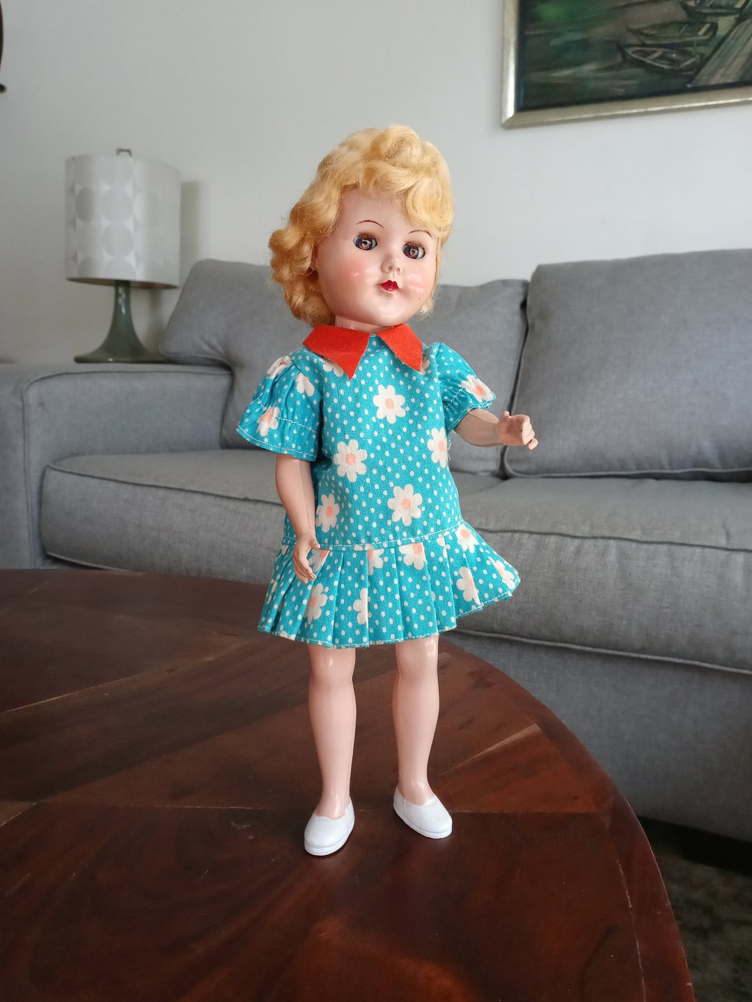 Vintage Doll, 1940's Composite Doll, Sleepy Eyes, Blonde Wavy Hair ...
