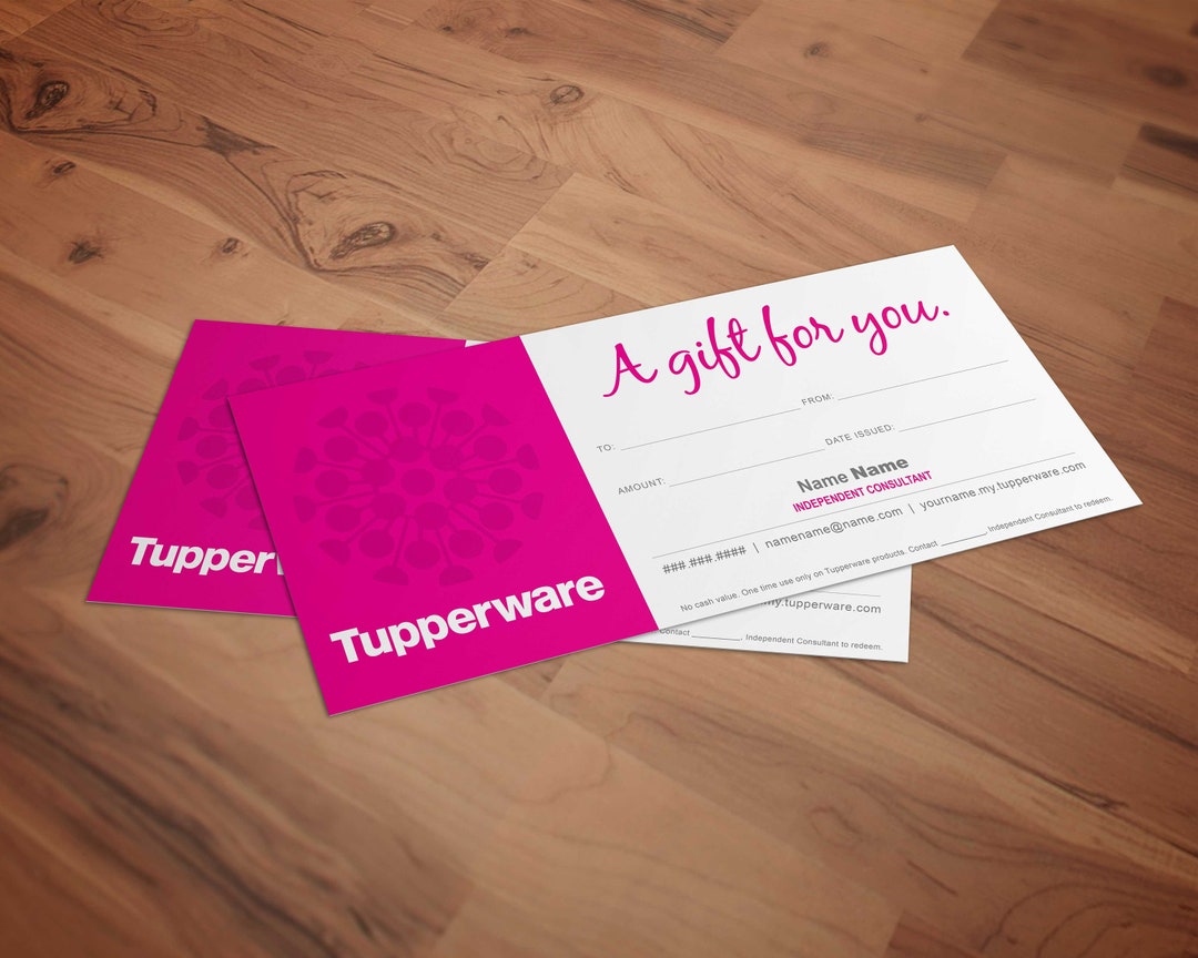 Tupperware Gift Certificate Printable 8.25 X 3.75 Design Personalized ...