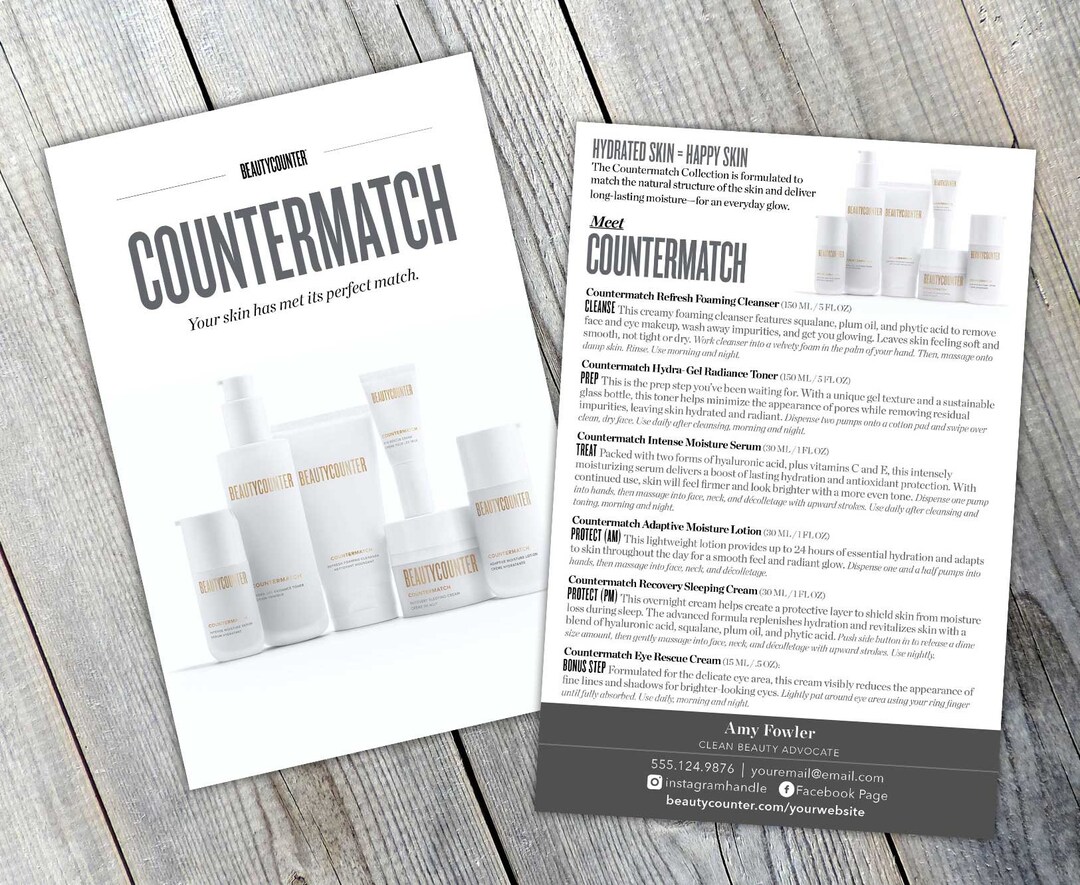 Countermatch Tip Cards Beautycounter Double-sided 6x4 Printable You ...