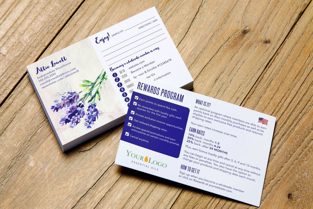 Essential Oils Sample Card Design W/ Sign-up Instructions & Reward Info ...