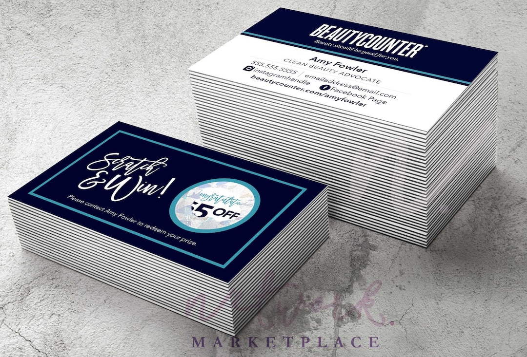 Beautycounter Scratch & Win Business Cards Printable Double-sided ...