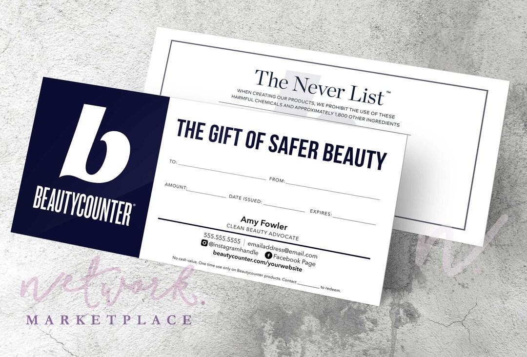 Beautycounter Gift Certificate Featuring the Never List - Etsy UK