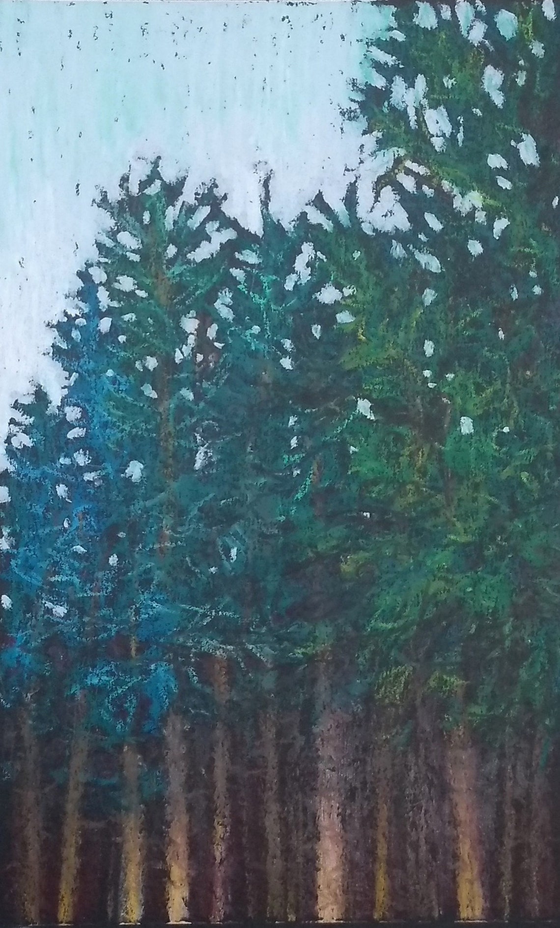 Original Oil Pastel Painting Edge of the Forest - Etsy
