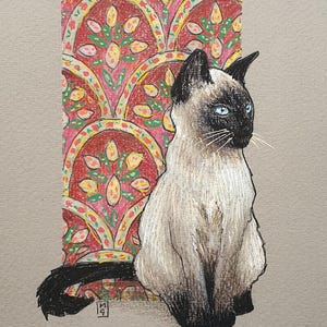 Original Drawing Siamese Cat - Etsy