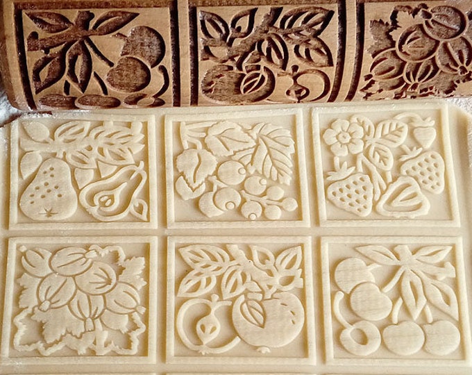 Fruits Springerle Cookie Rolling Pinengraved Rolling Pin by | Etsy