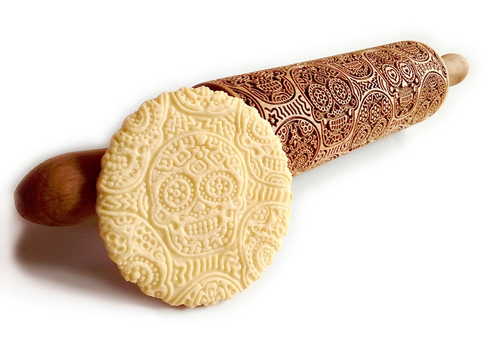 Engraved Rolling Pin, SUGAR SKULL Halloween, Dia De Los Muertos ...