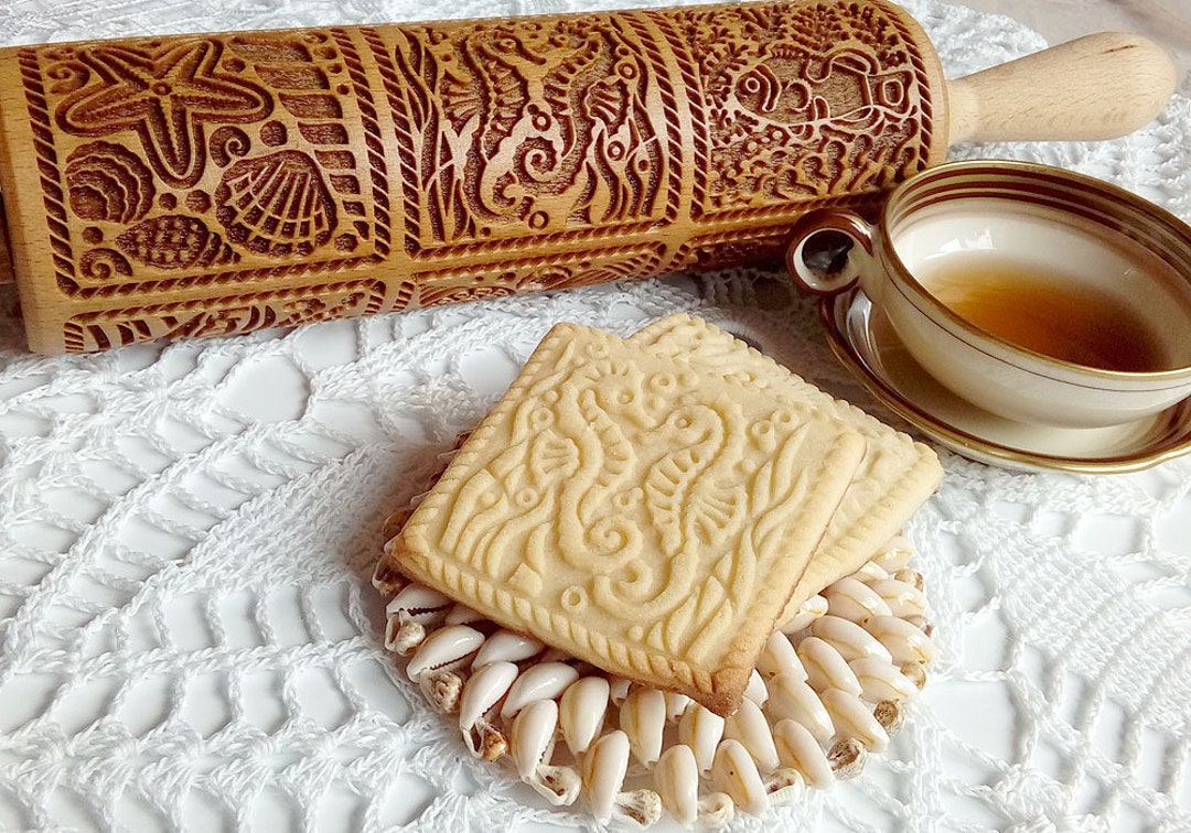 Aquarium, Rolling Pin, Springerle, Engraved Wooden Rolling Pin ...