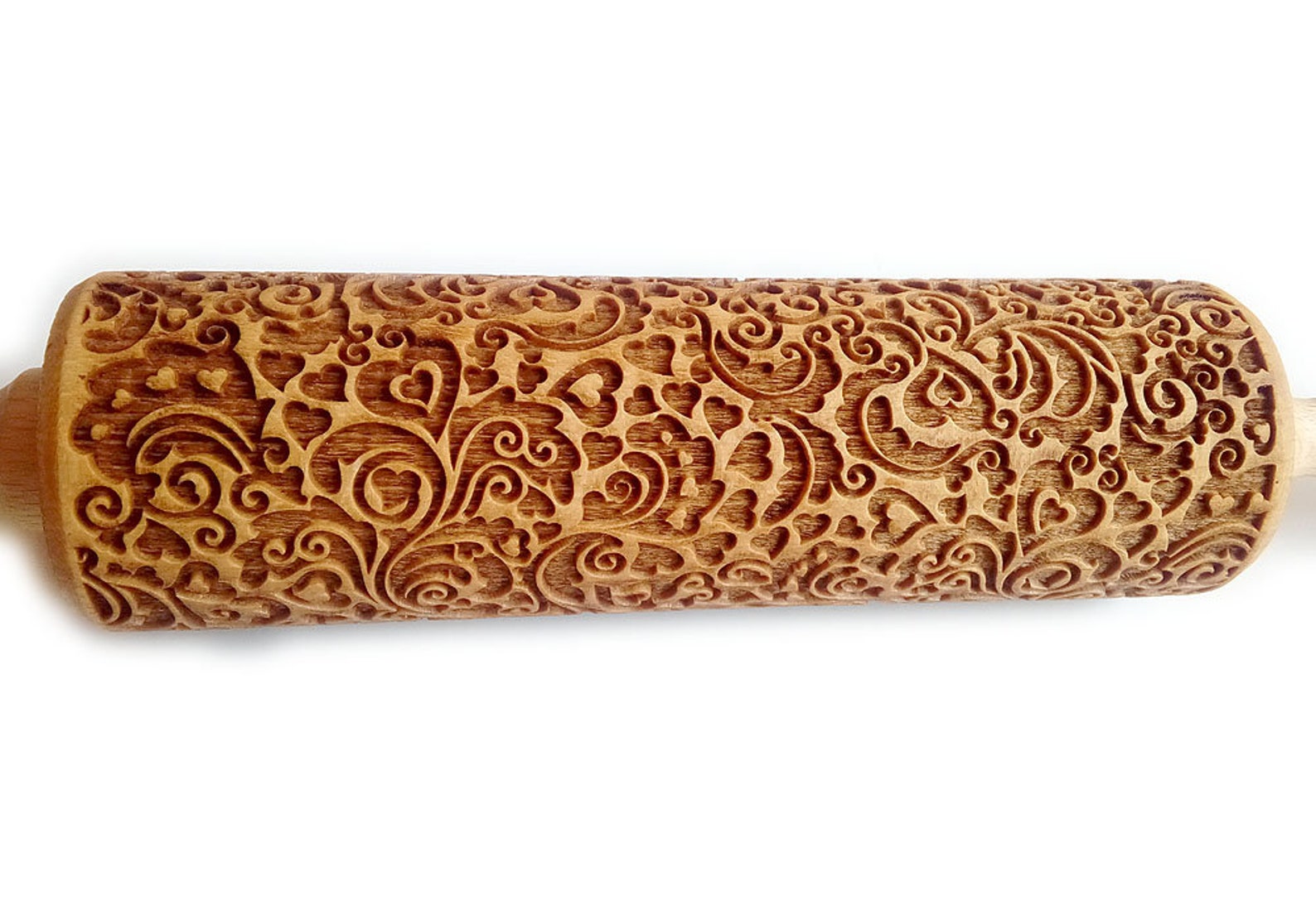 Hearts in Flowers, Engraved Rolling Pin,patterned Rolling Pin ...
