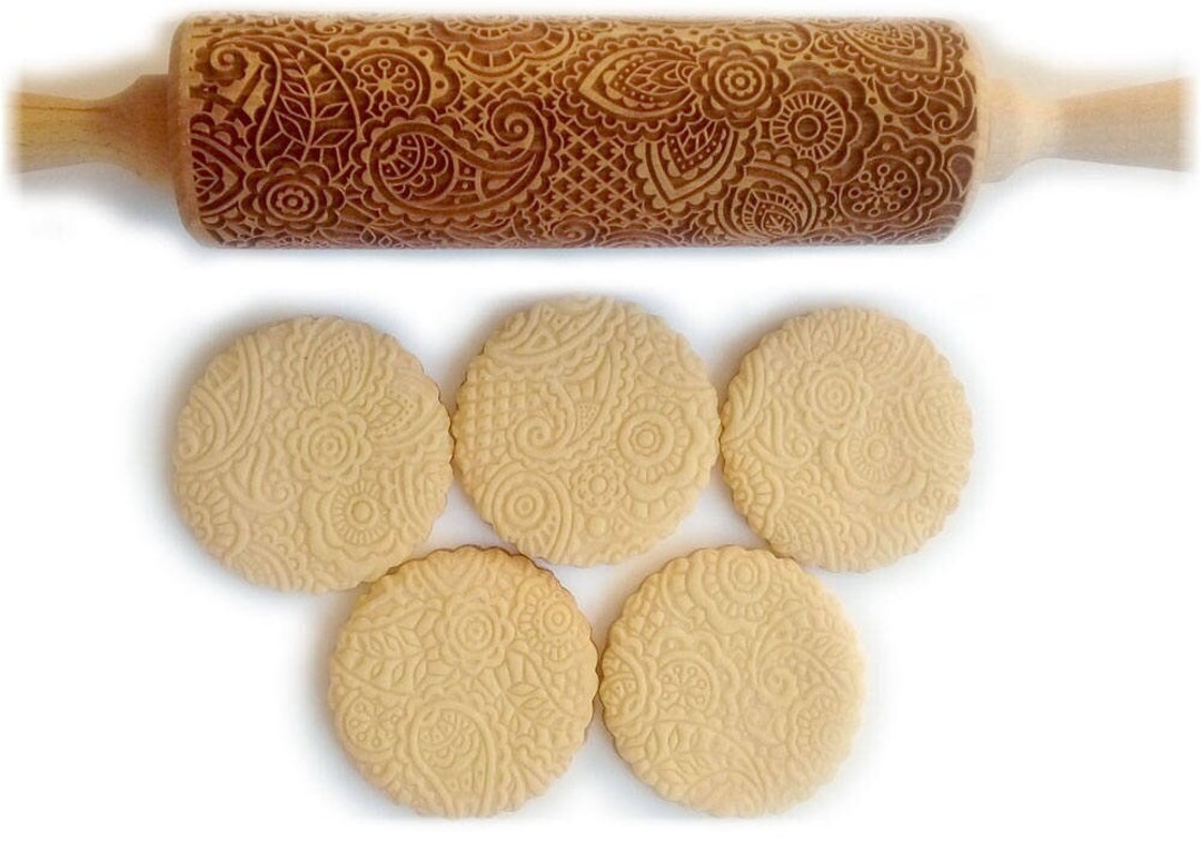 FLORAL PAISLEY Rolling Pin, Embossed Rolling Pin, Engraved Rolling Pin ...