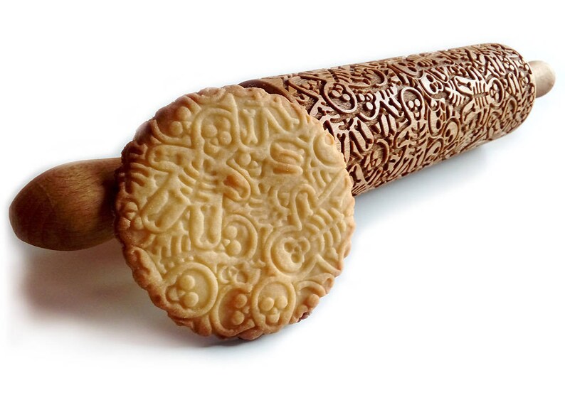 SKELETON Halloween Wooden Rolling Pin Embossing Rolling Pin - Etsy