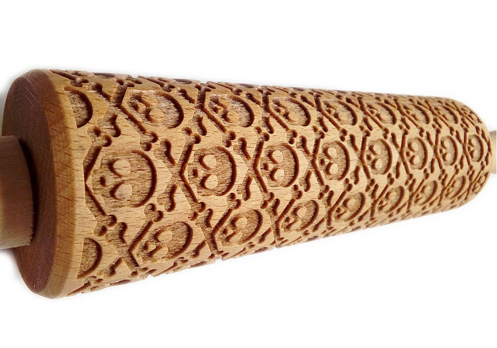 SKULLS , Halloween, Engraved Rolling Pin, Embossing Rolling Pin for ...