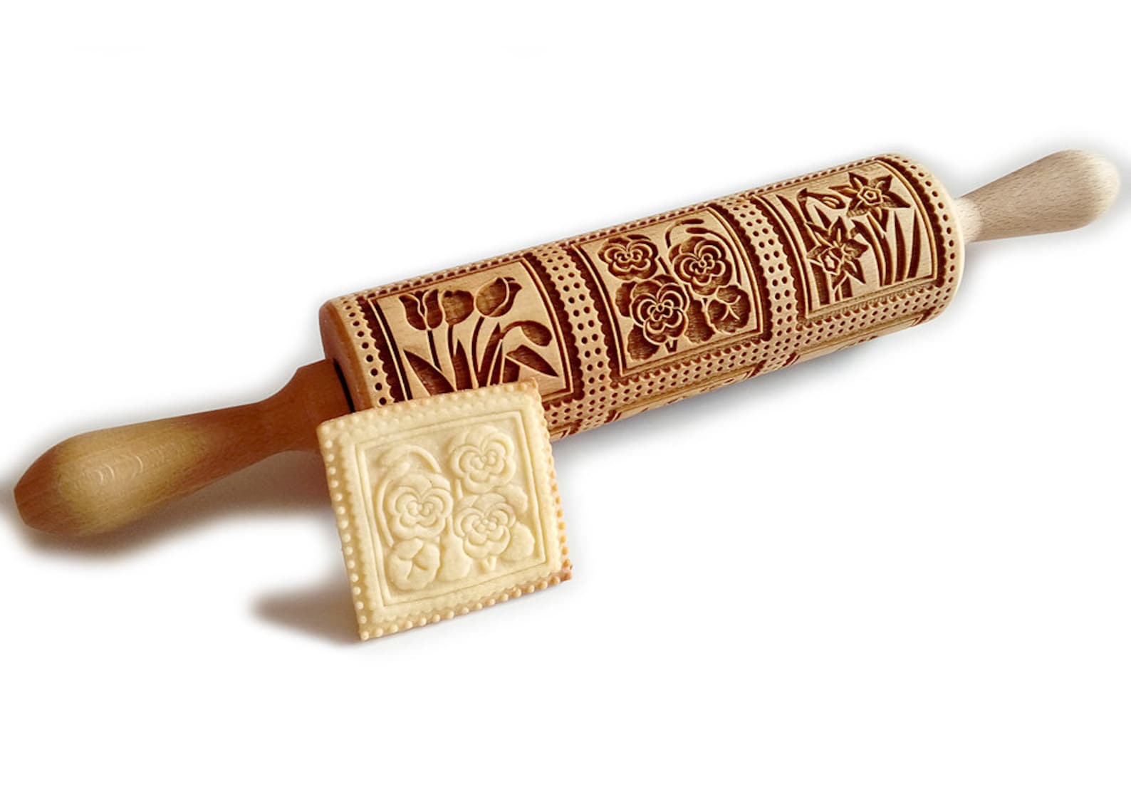 Spring Flowers Springerle, Engraved Rolling Pin, Embossed Rolling Pin ...