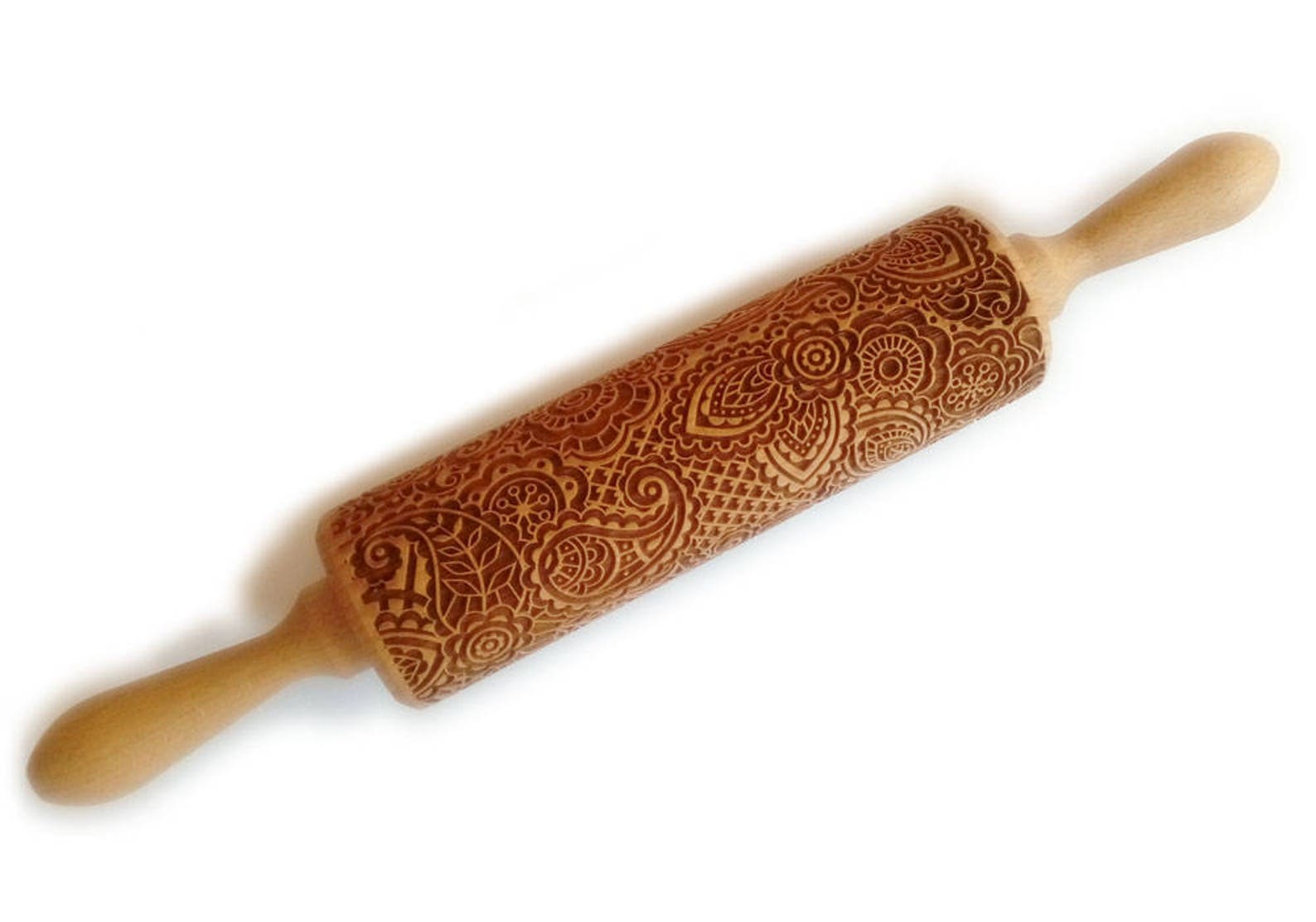 FLORAL PAISLEY Rolling Pin, Embossed Rolling Pin, Engraved Rolling Pin ...