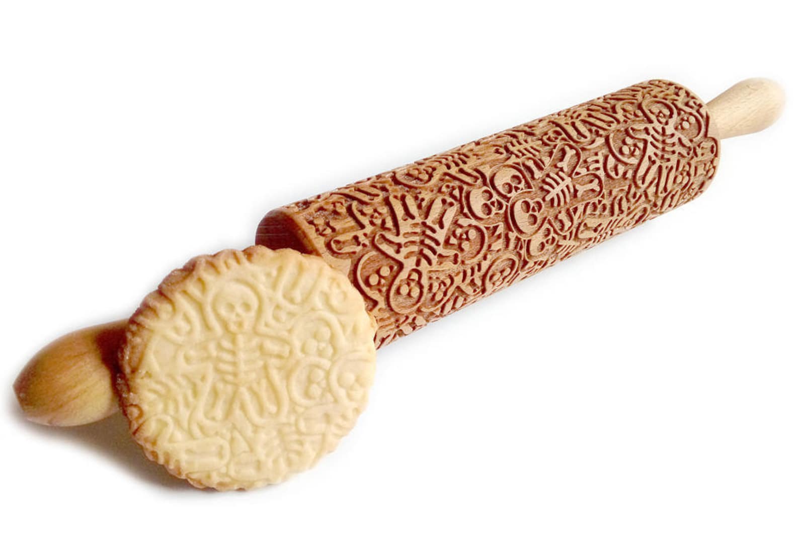 SKELETON Halloween Wooden Rolling Pin Embossing Rolling Pin - Etsy