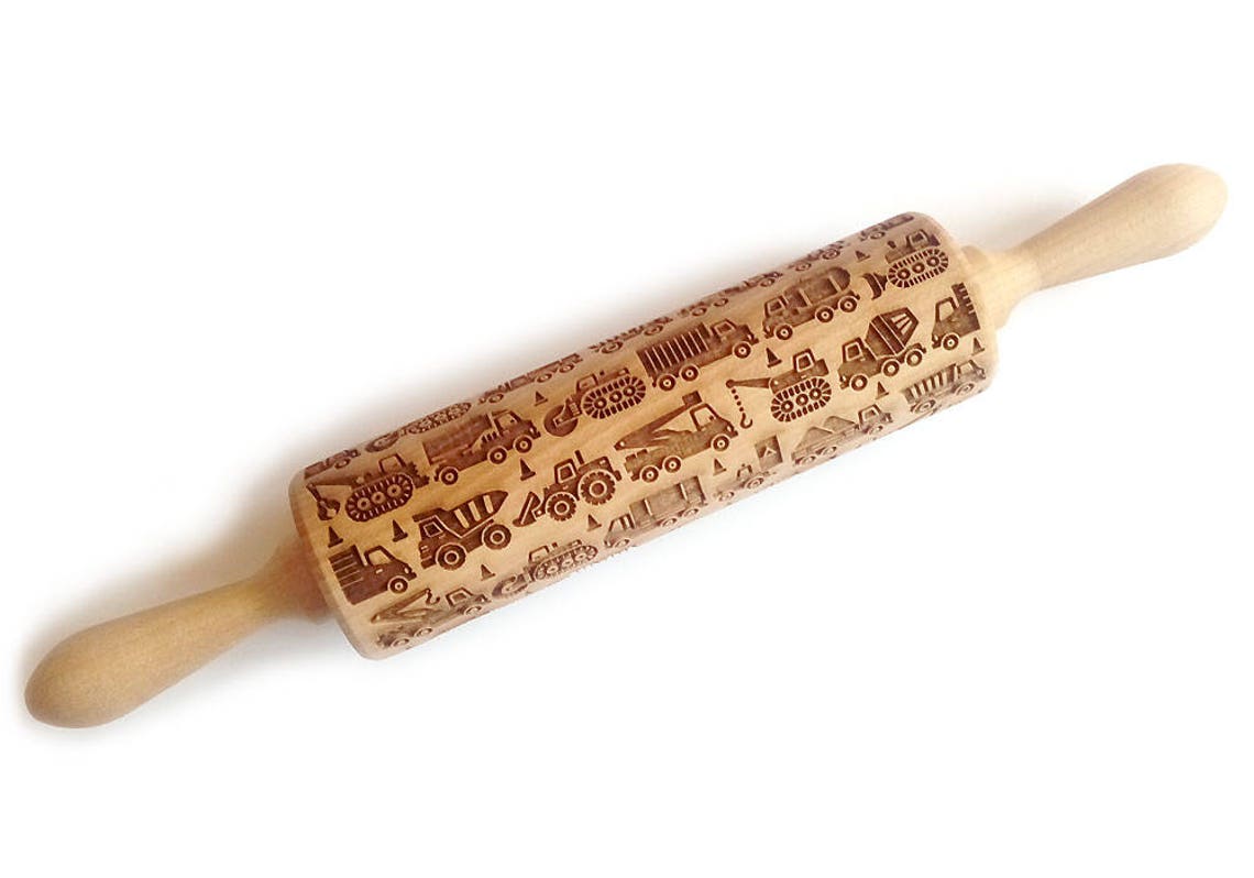KIDS CARS Wooden Rolling Pin Engraved Rolling Pin Embossed - Etsy