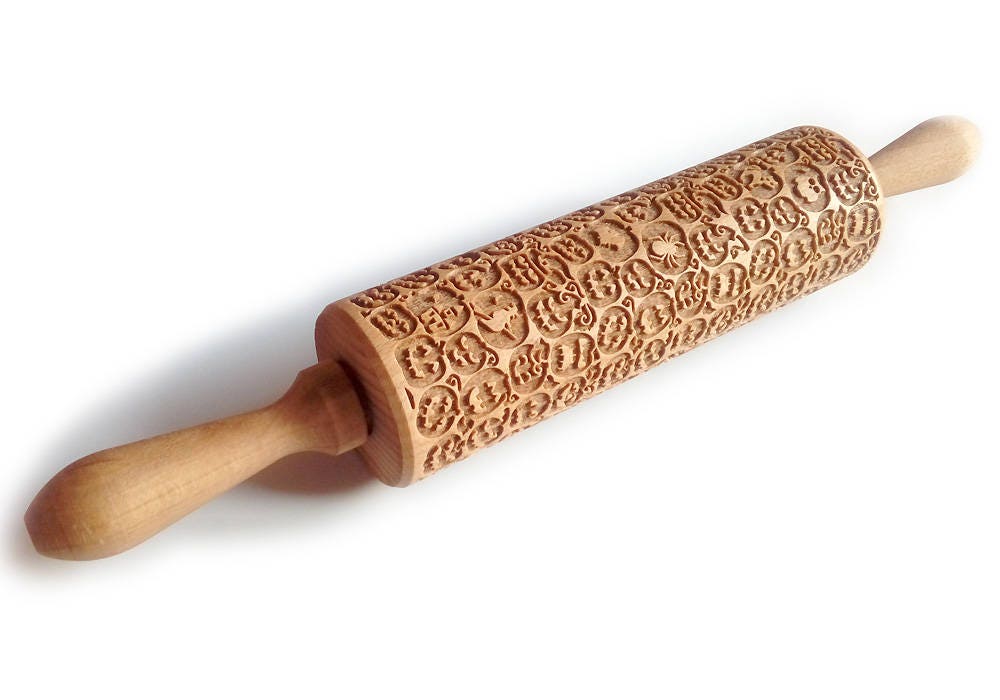HALLOWEEN Engraved Rolling Pin Wooden Roller Embossing - Etsy