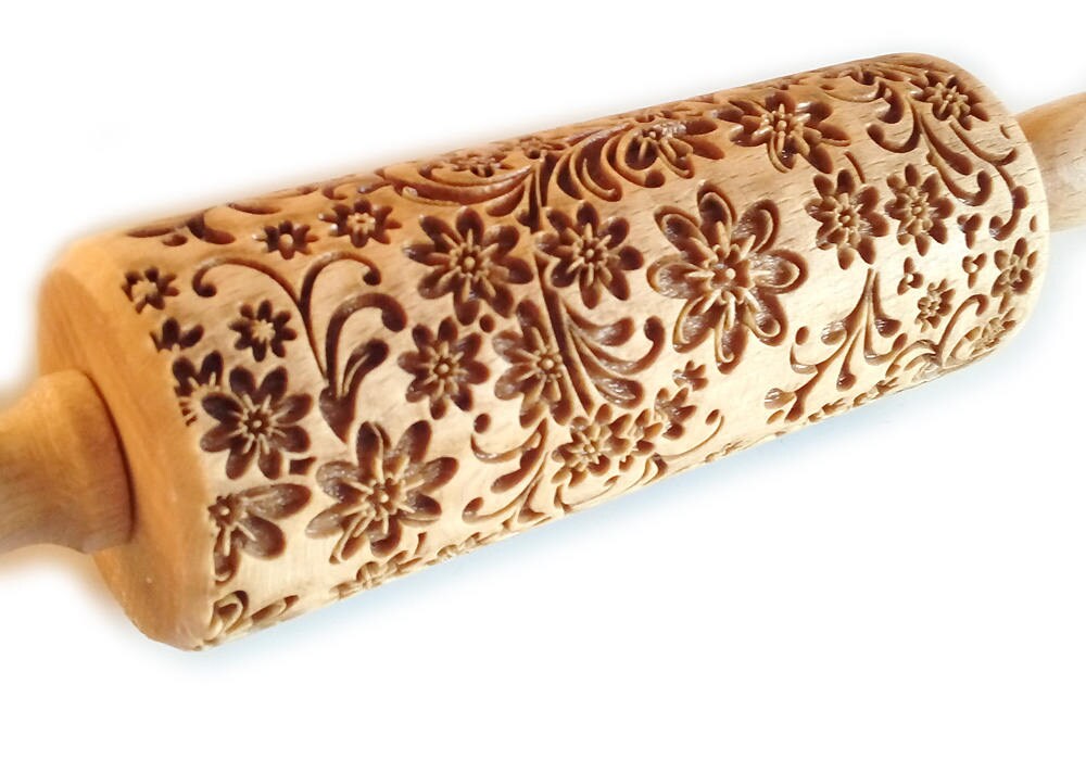 DELICATE FLORAL PATTERN Engraved Rolling Pin Embossing - Etsy