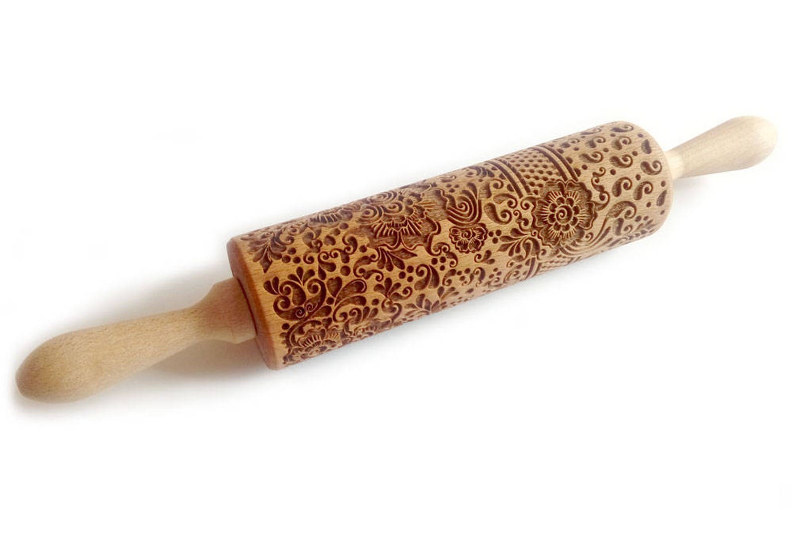 PAISLEY Laser Engraved Wooden Rolling Pin Embossed Stamp | Etsy
