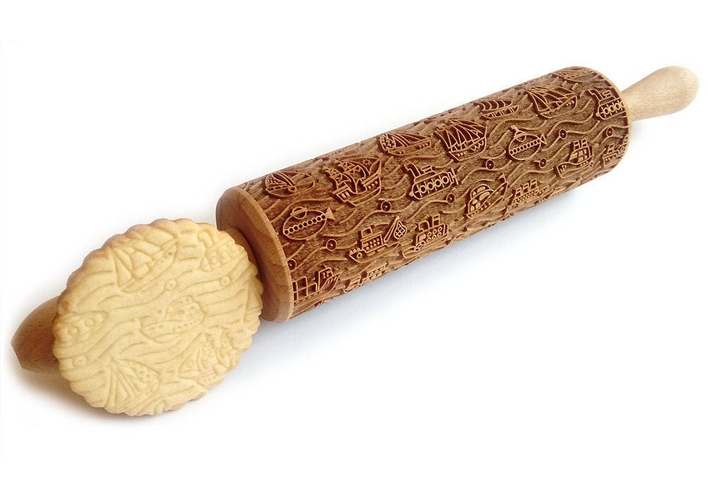 SHIPS Rolling Pin, Engraved Wooden Rolling Pin, Embossing Rolling Pin ...
