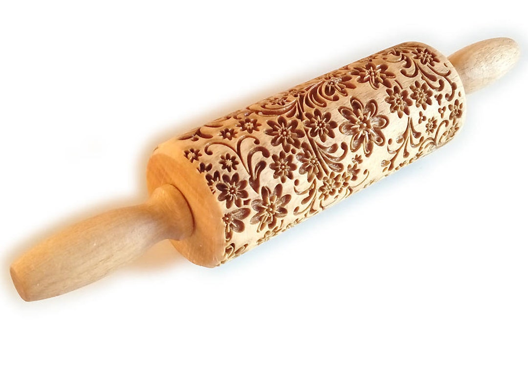 DELICATE FLORAL PATTERN, Engraved Rolling Pin, Embossing Rolling Pin ...