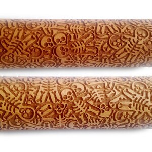 SKELETON, Halloween, Wooden Rolling Pin, Embossing Rolling Pin for ...