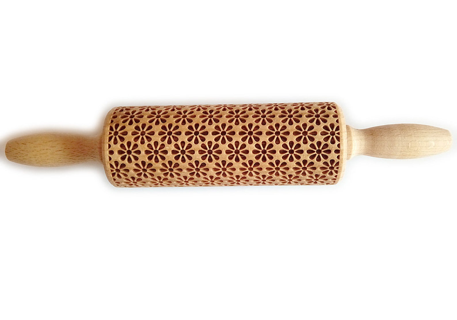 FLORAL Rolling Pin, Embossing Rolling Pin, Laser Engraved Wooden ...