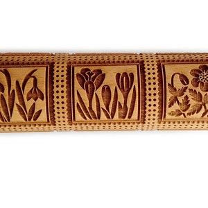 Spring Flowers Springerle, Engraved Rolling Pin, Embossed Rolling Pin ...