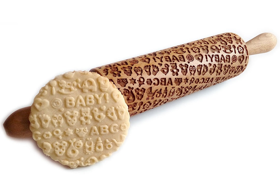 Baby Shower, Wooden Engraved Rolling Pin, Embossing Rolling Pin for ...