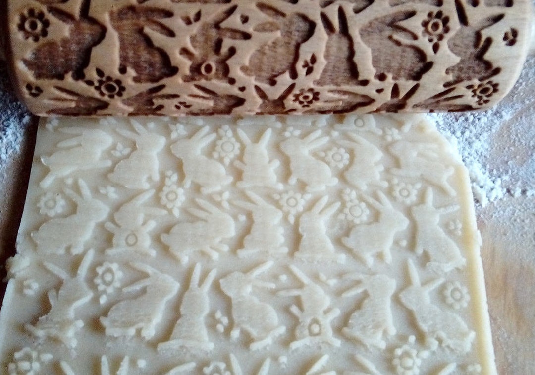 EASTER, BUNNY, Laser Engraved Wooden Rolling Pin, Decorative Roller for ...