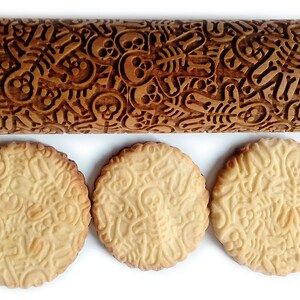 SKELETON, Halloween, Wooden Rolling Pin, Embossing Rolling Pin for ...