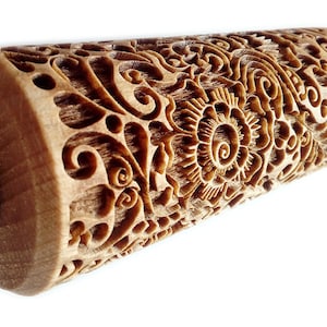 Wooden Rolling Pin, PAISLEY, Laser Engraved Rolling Pin, Embossed Small ...