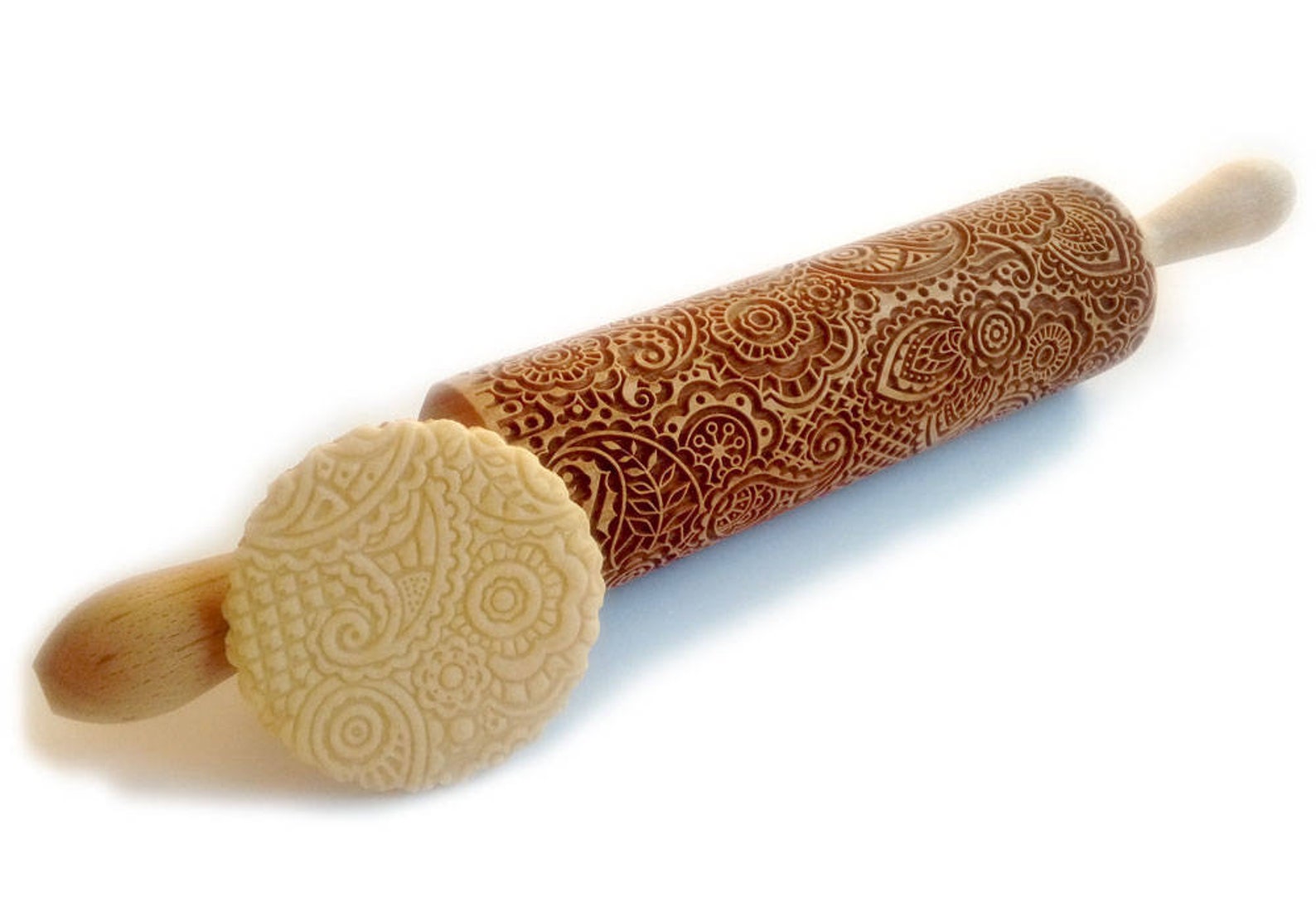 FLORAL PAISLEY Rolling Pin, Embossed Rolling Pin, Engraved Rolling Pin ...