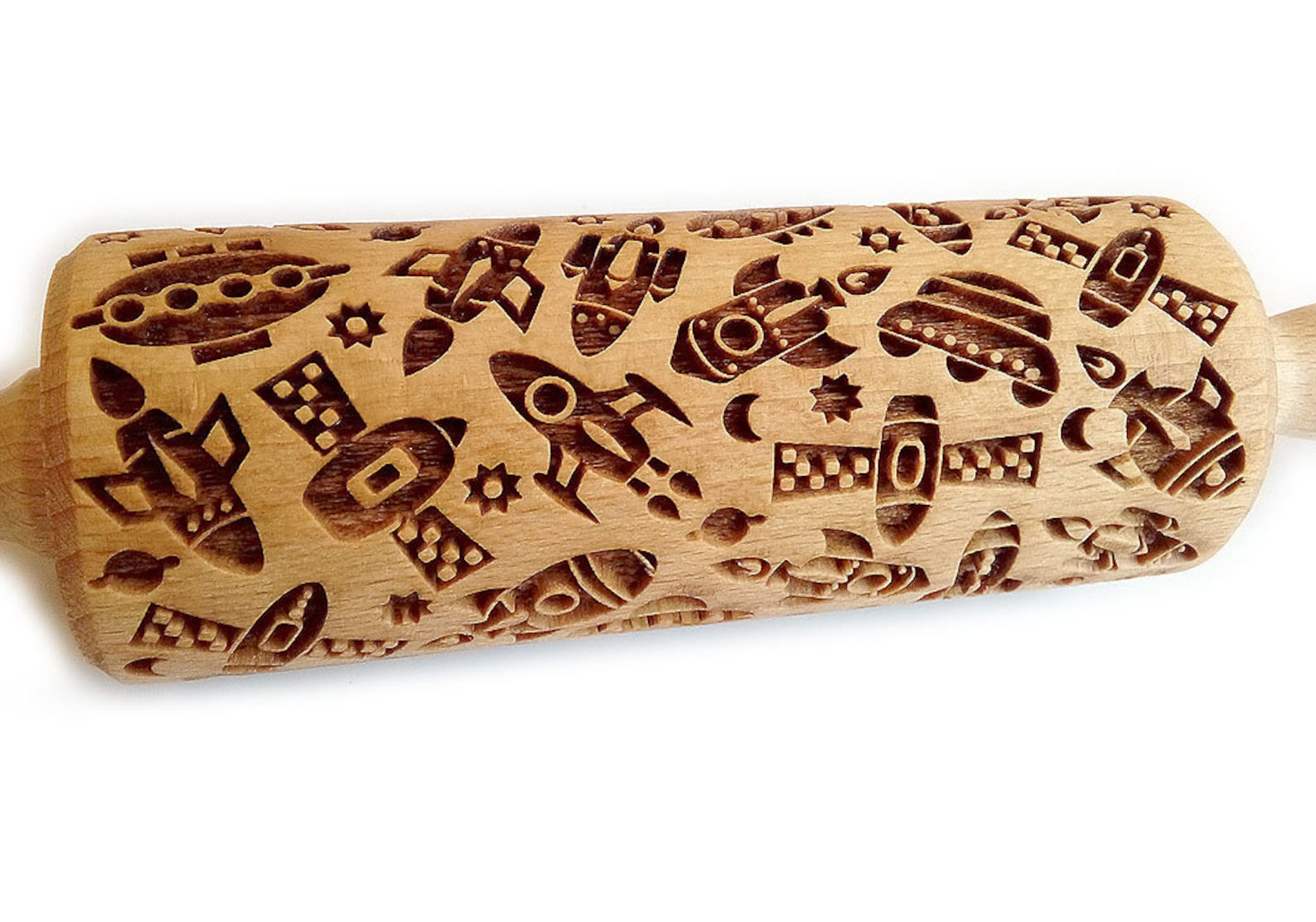 Rockets Rolling Pin, Laser Engraved Wood Rolling Pin, Decorative ...